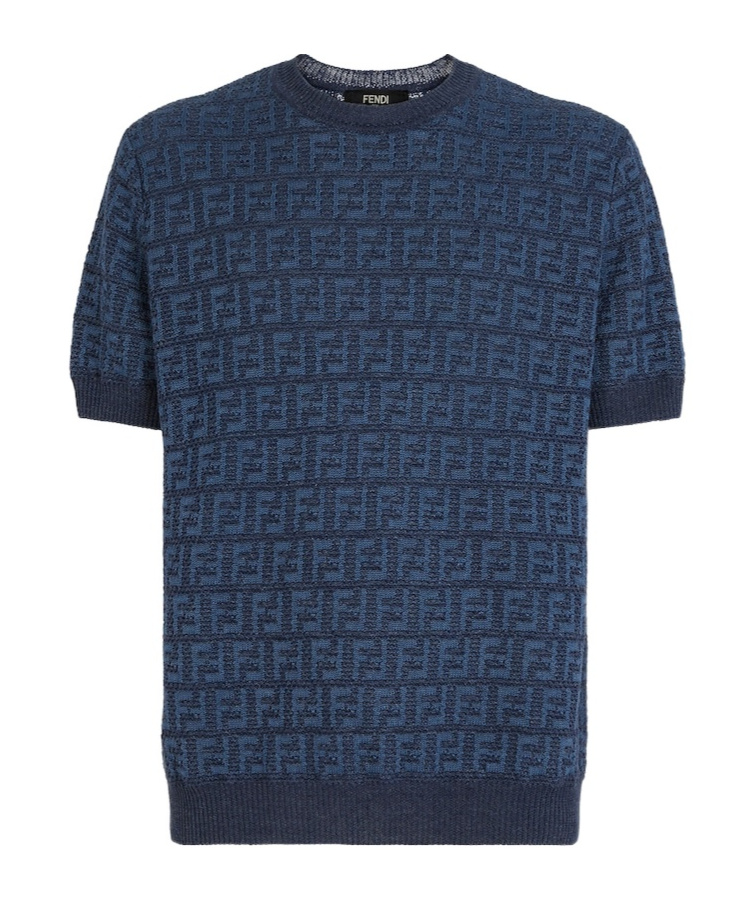 Fendi Ff-jacquard Knitted Jumper In Blue | ModeSens