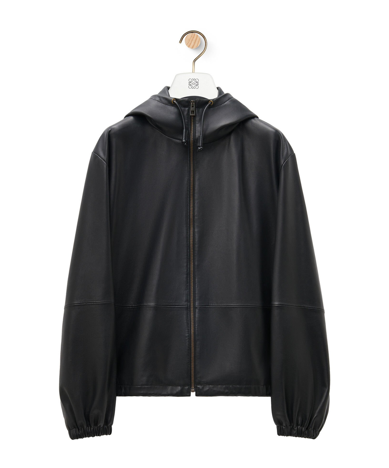 Loewe Hoded Zipper Leather Jacket In Black | ModeSens