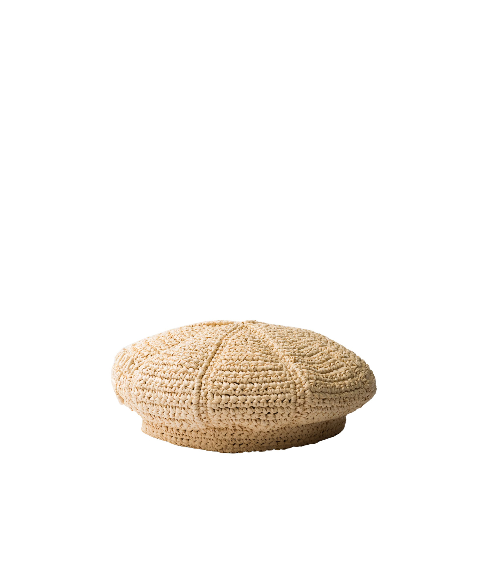 Prada Logo-appliqué Raffia Beret In Natural Color | ModeSens