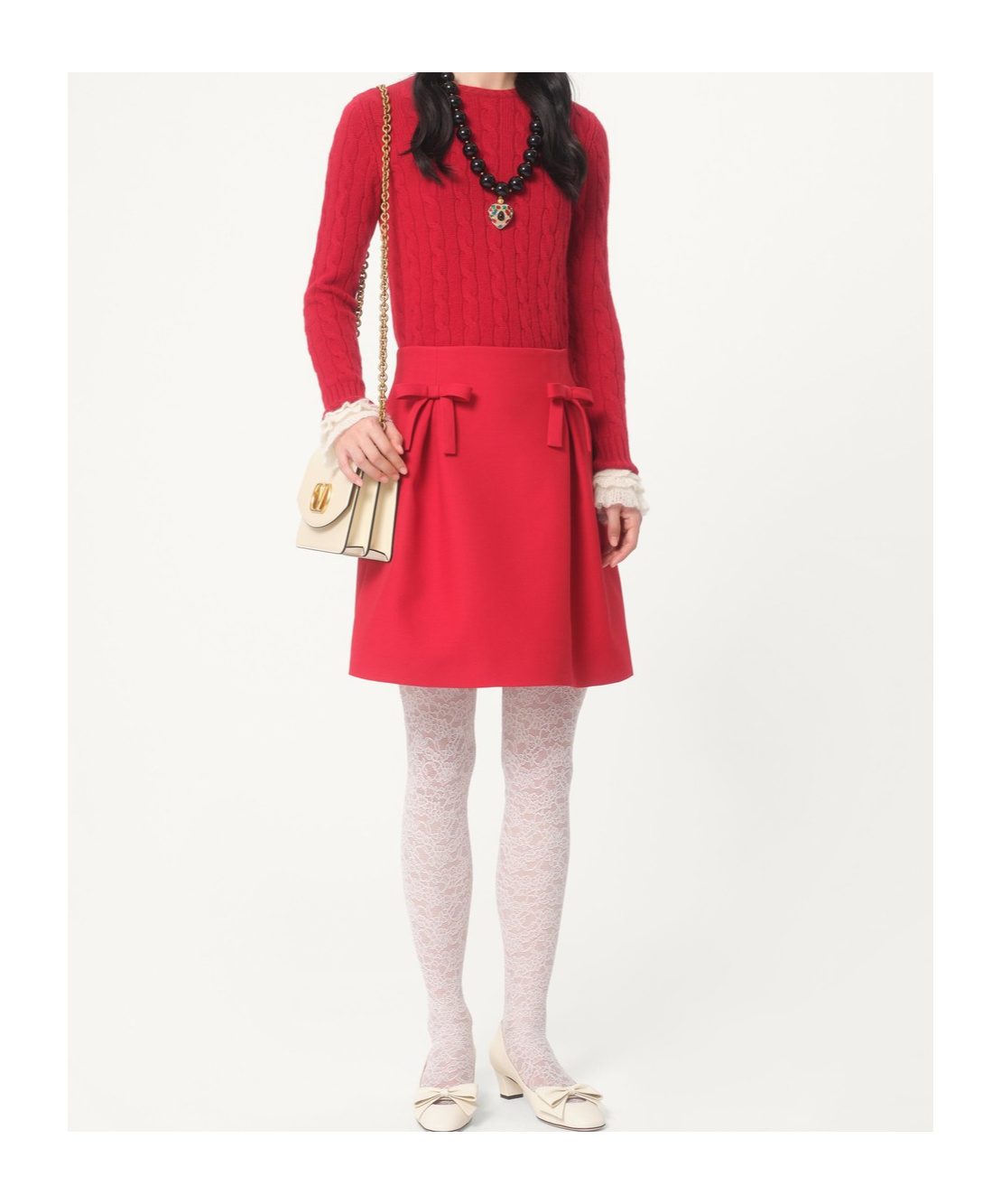 Valentino Cashmere Sweater In New Red/avorio | ModeSens