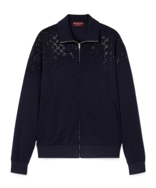 Gucci Veste Zippée En Jersey Technique Avec Cristaux In Blue | ModeSens