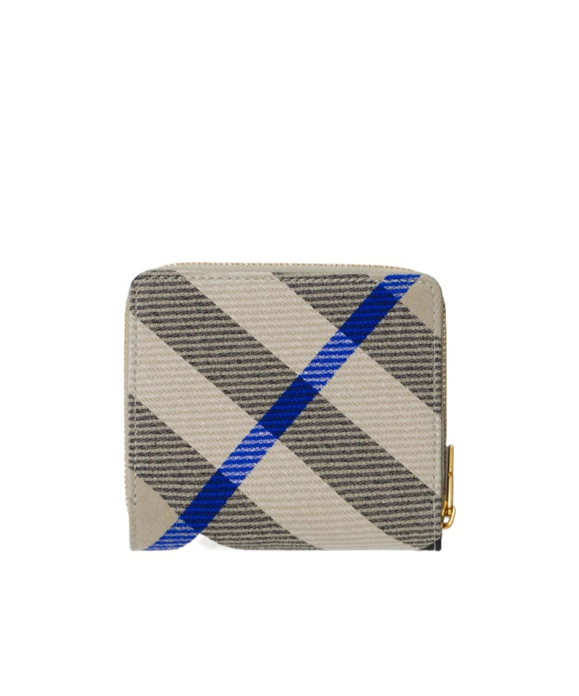 Burberry Checkered Leather Wallet In Nude | ModeSens