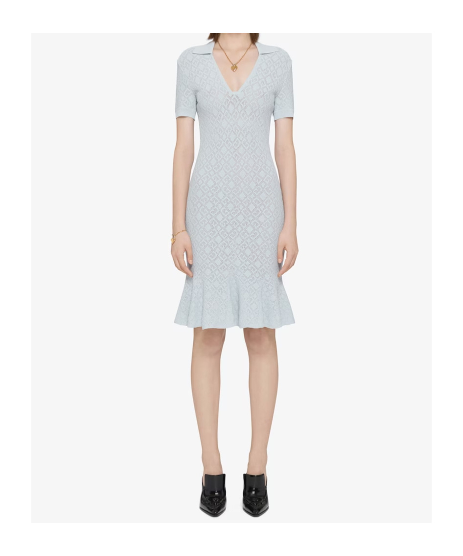 Givenchy Polo Dress In Monogram 72 Jacquard In Light Blue | ModeSens