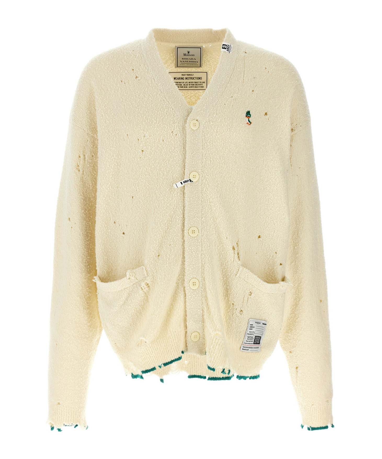 Miharayasuhiro Ripped Cardigan In Nude | ModeSens