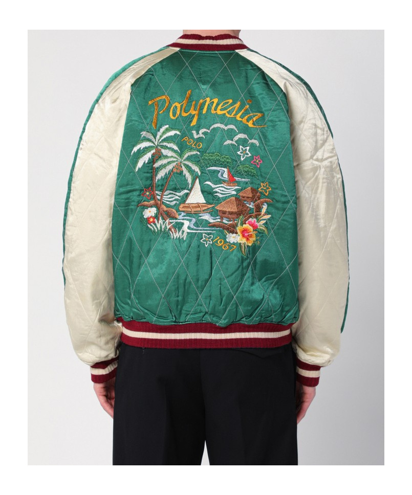 Polo Ralph Lauren Bright Green Zipped Bomber Jacket In Multicolor ...