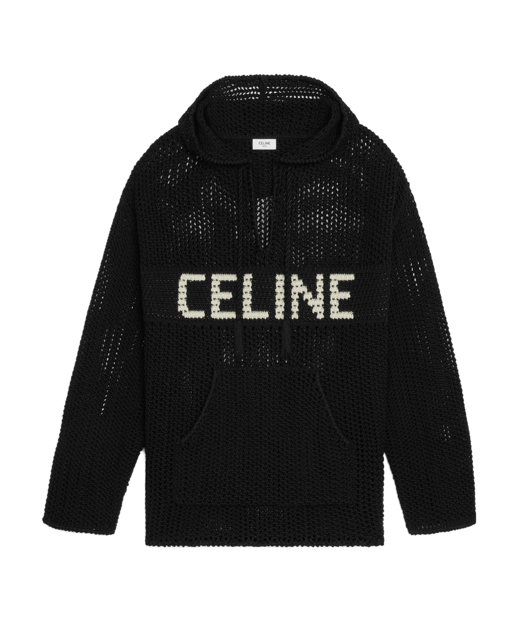 Celine Crocheted Hooded Sweater In Black | ModeSens