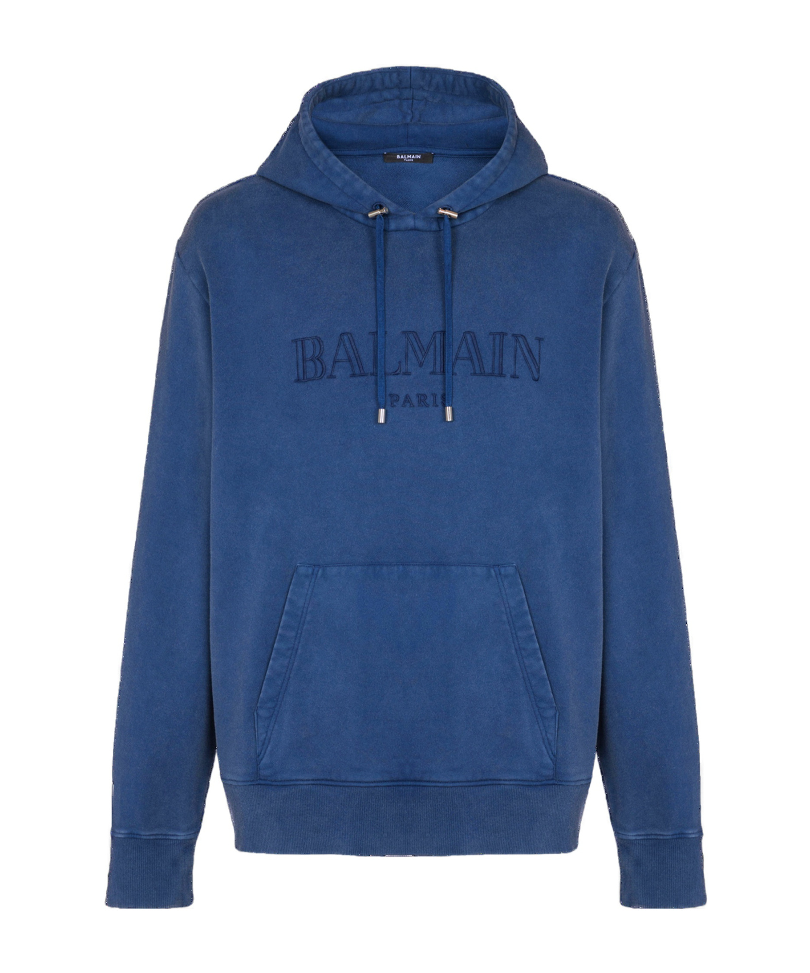 Balmain Logo Embroidered Vintage Hoodie In Blue | ModeSens