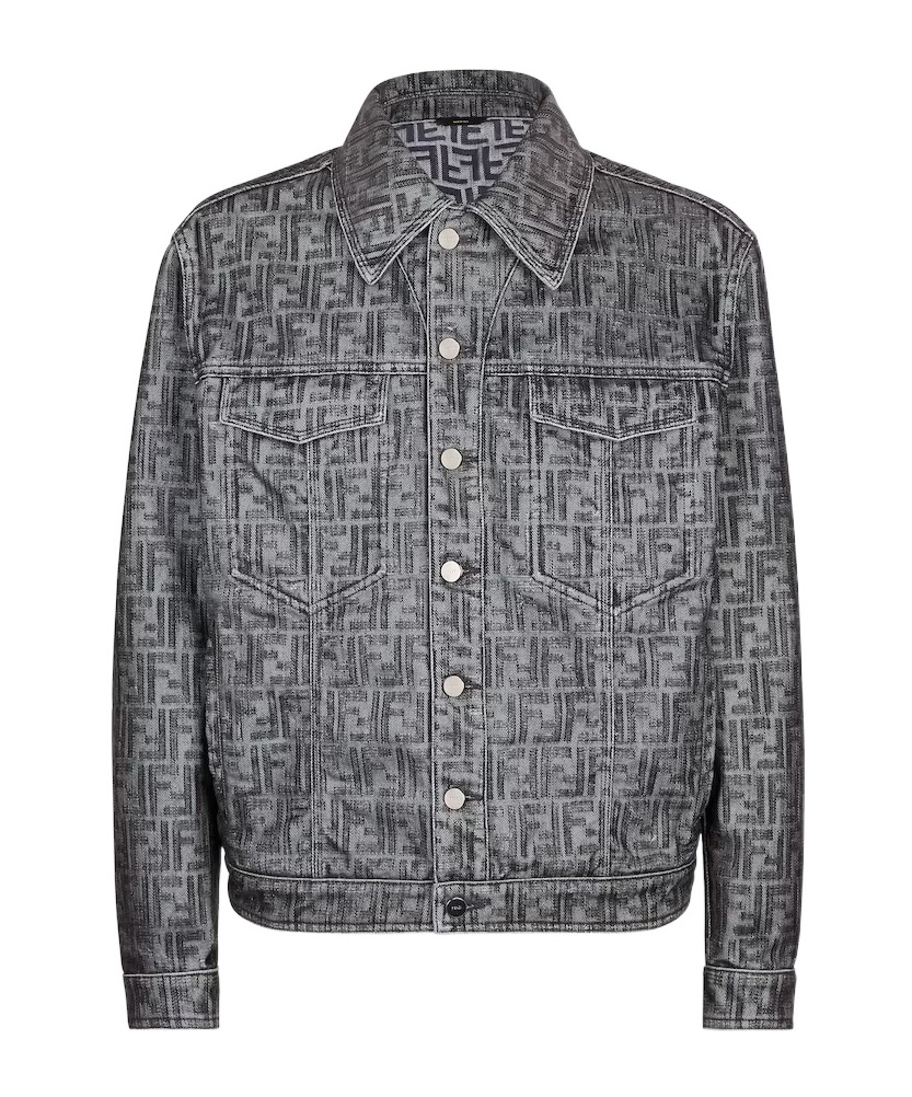Fendi Ff Denim Jacket In Gray | ModeSens
