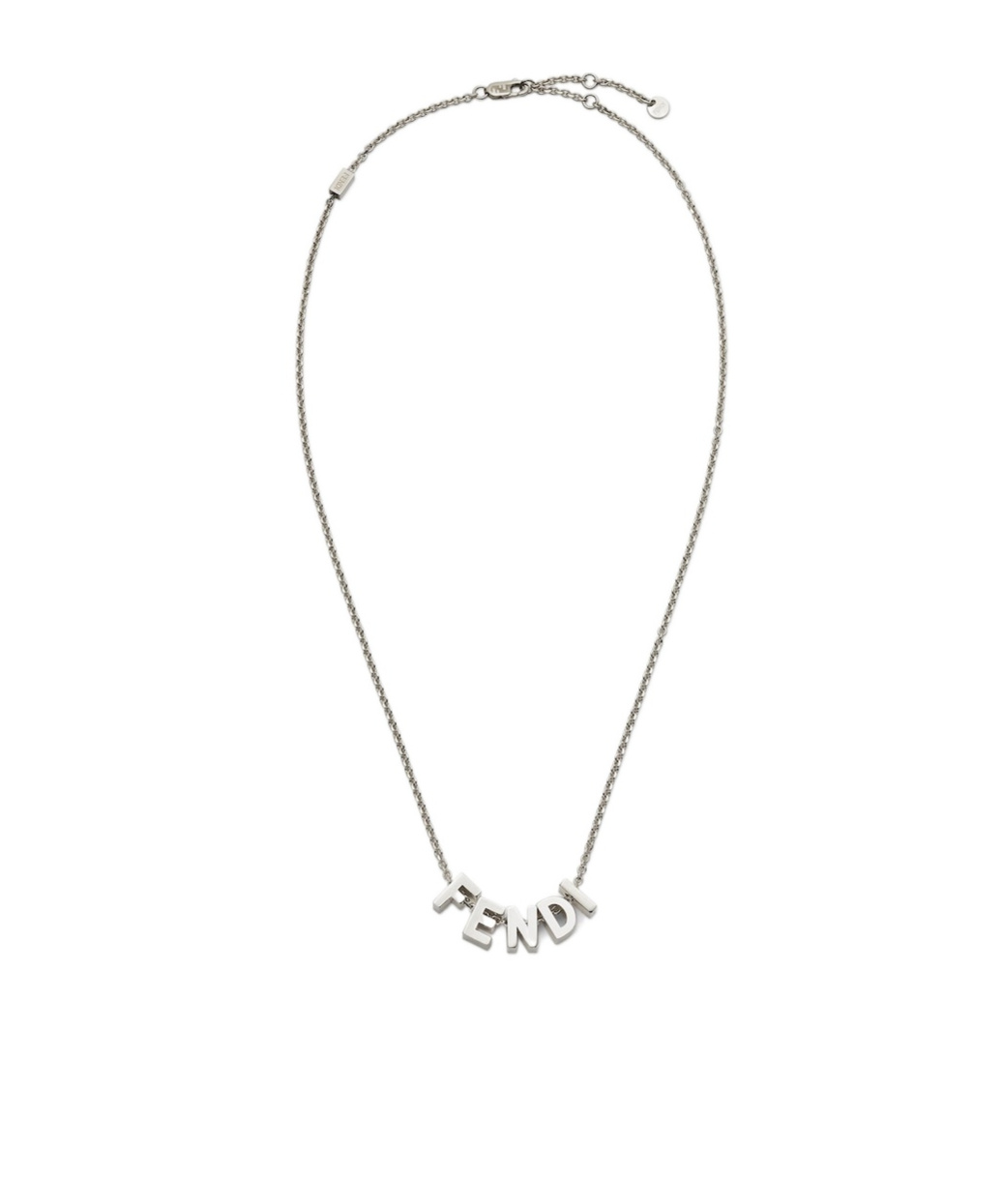 Fendi Logo Pendant Necklace In Gray | ModeSens