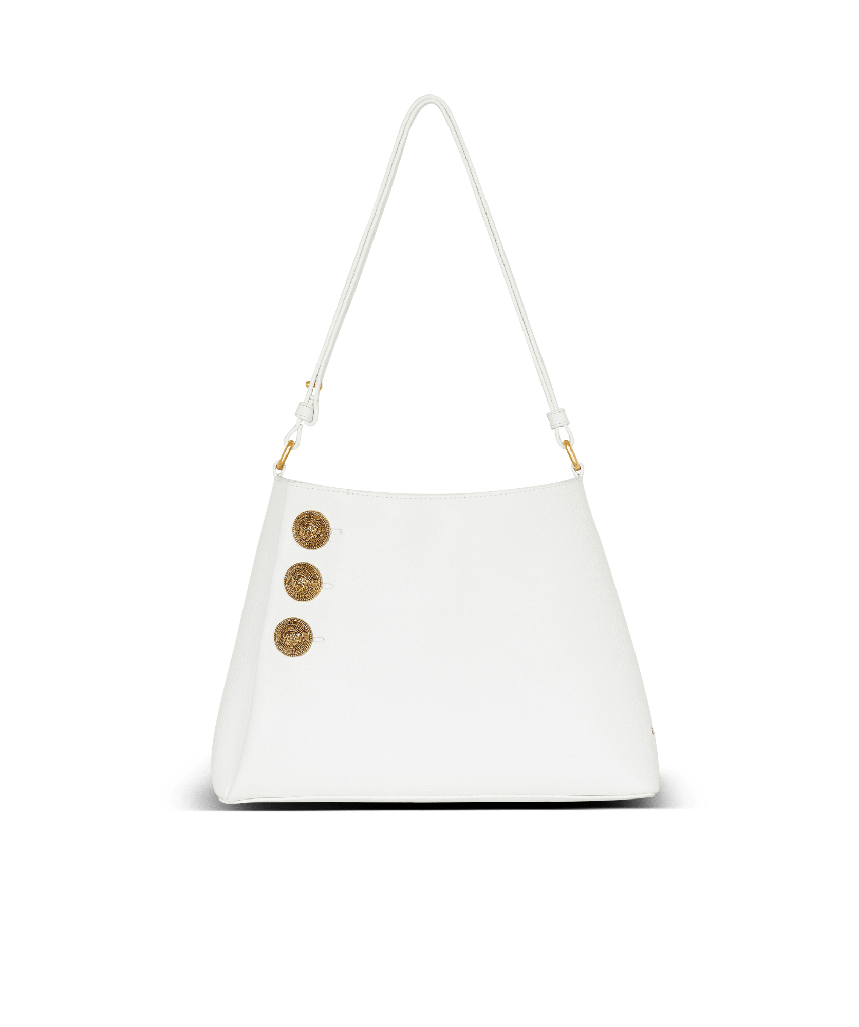 Balmain Emblème Leather Shoulder Bag In White | ModeSens