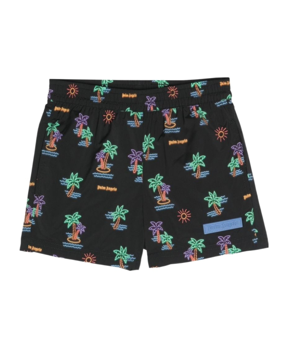 Palm Angels Logo Swimming Trunks In Black | ModeSens