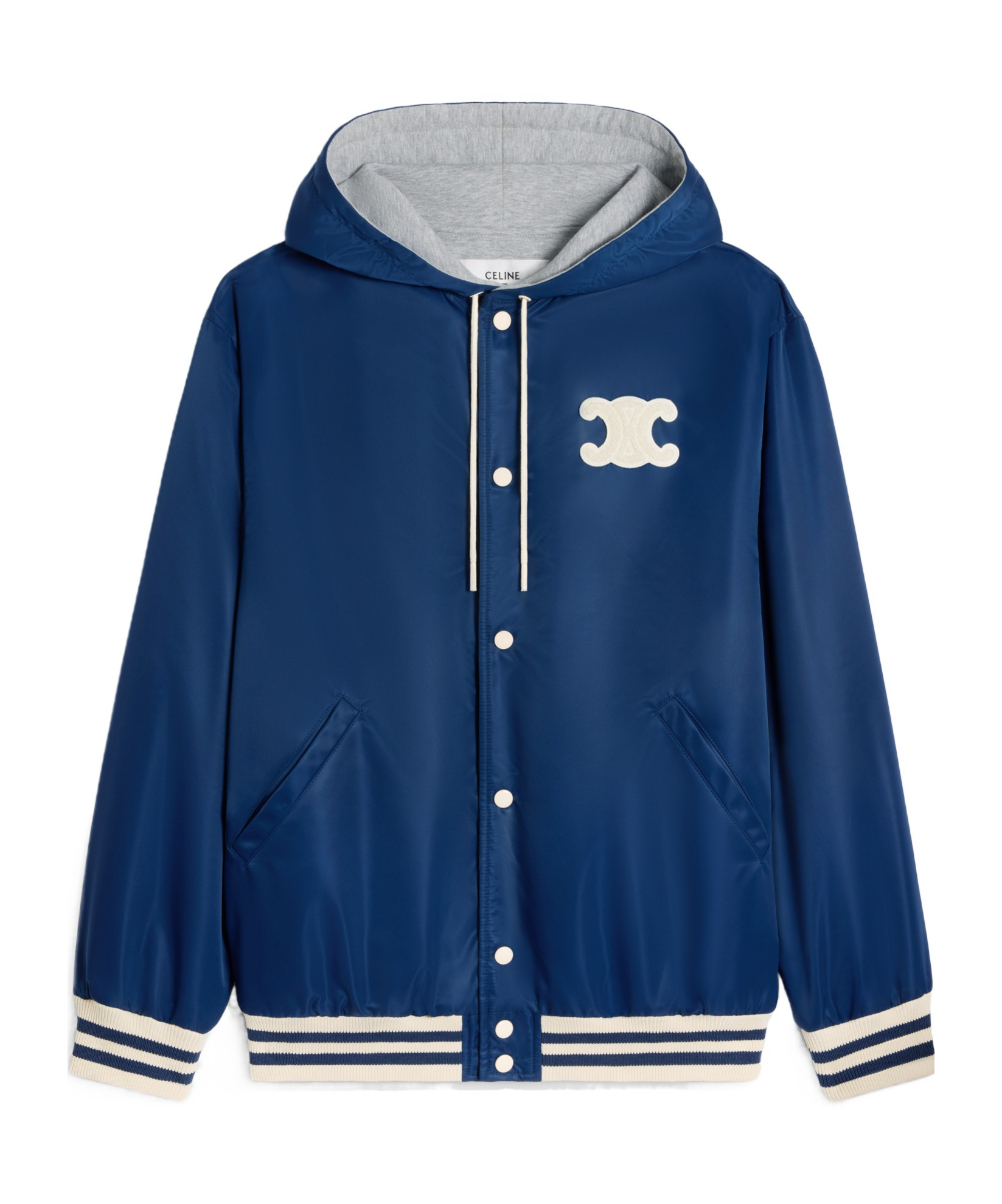 Celine Hooded Baseball Jacket In Blue | ModeSens